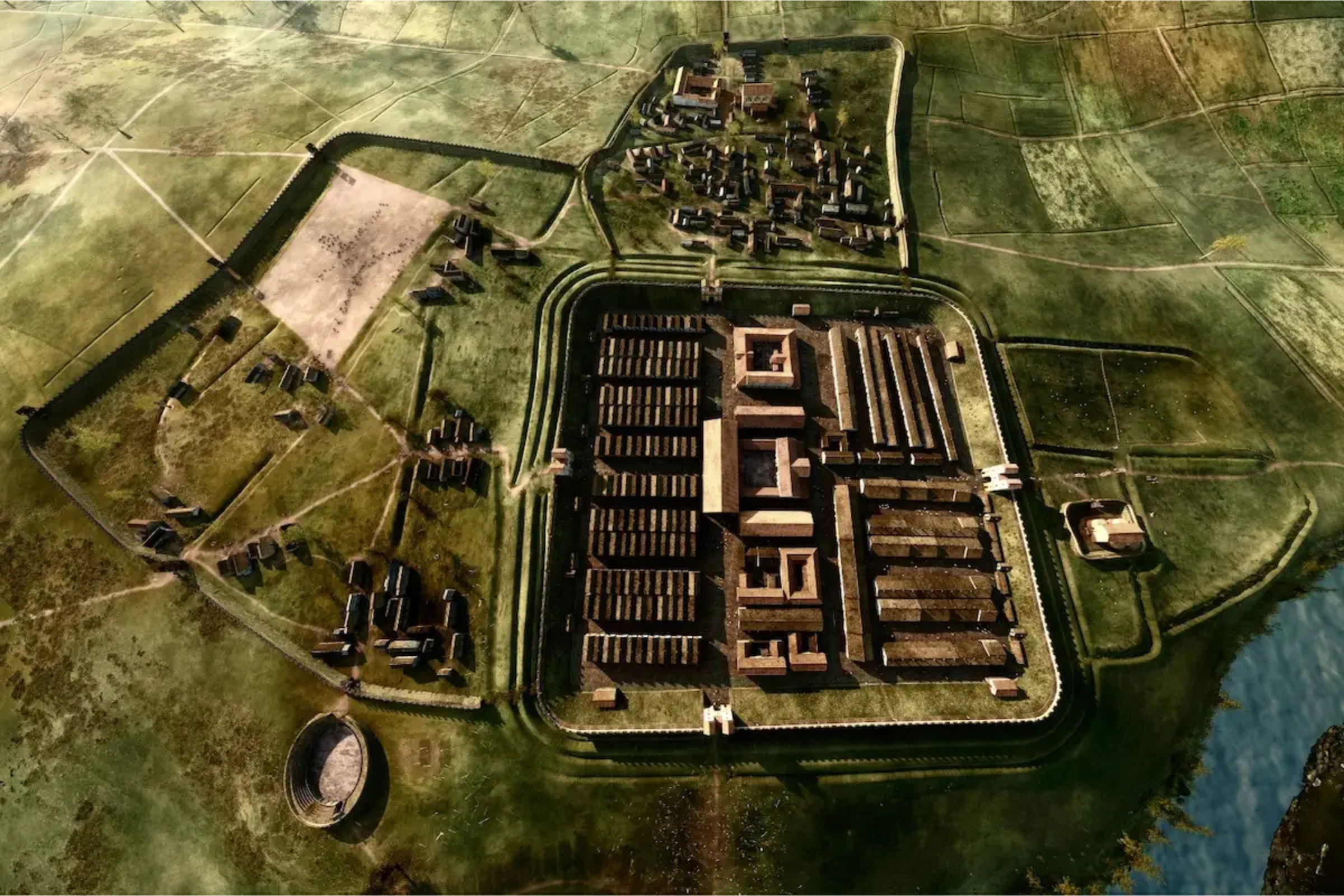 A digital reconstruction of the Roman fort of Trimontium near Melrose ...